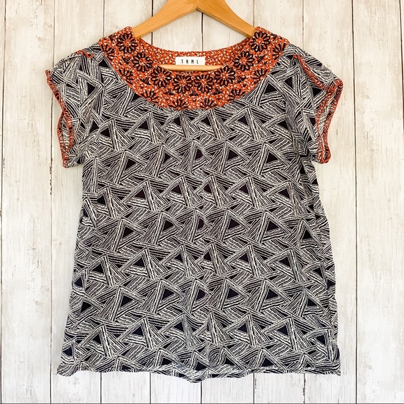 THML | Tops | Thml Floral Embroidered Triangle Geometric Top S | Poshmark